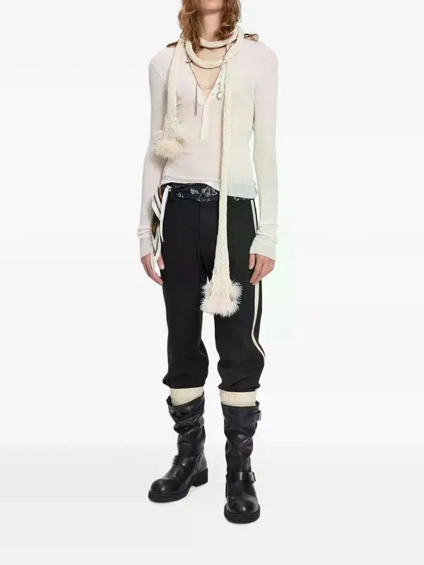 ANN DEMEULEMEESTER Bori Ribbed-knit Henley-neck Sweater