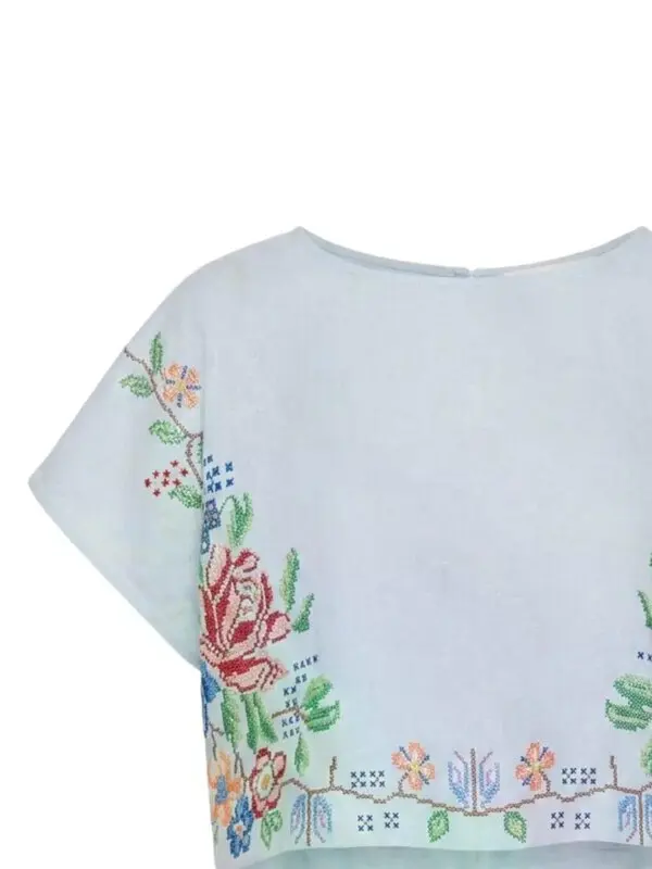 ORSINA Floral Embroidered Cropped Top