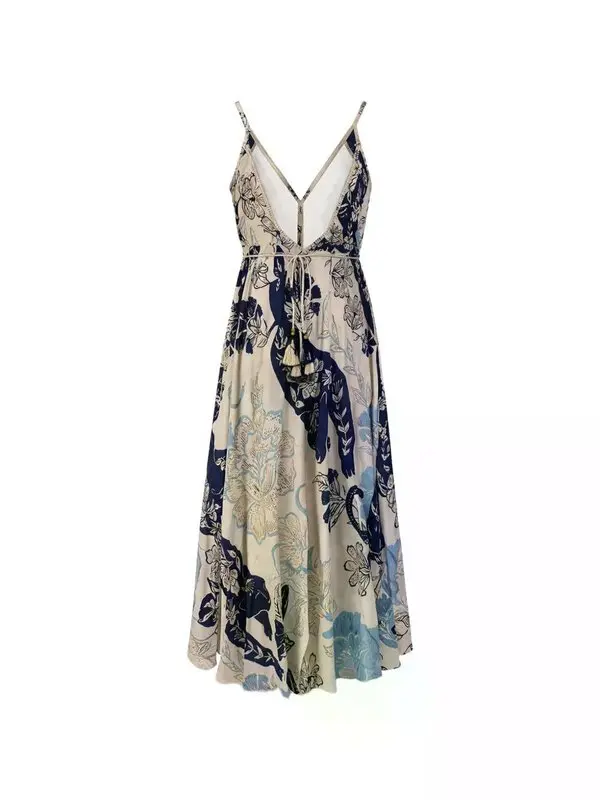 PAHIESA FORMENTERA Floral-print Wrap Maxi Dress - Neutrals