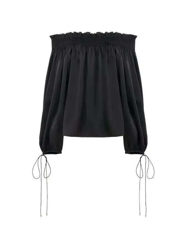 Chloé Off-the-shoulder Blouse With Smocked Detailing - Black