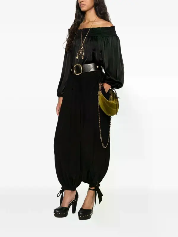 Chloé Off-the-shoulder Blouse With Smocked Detailing - Black