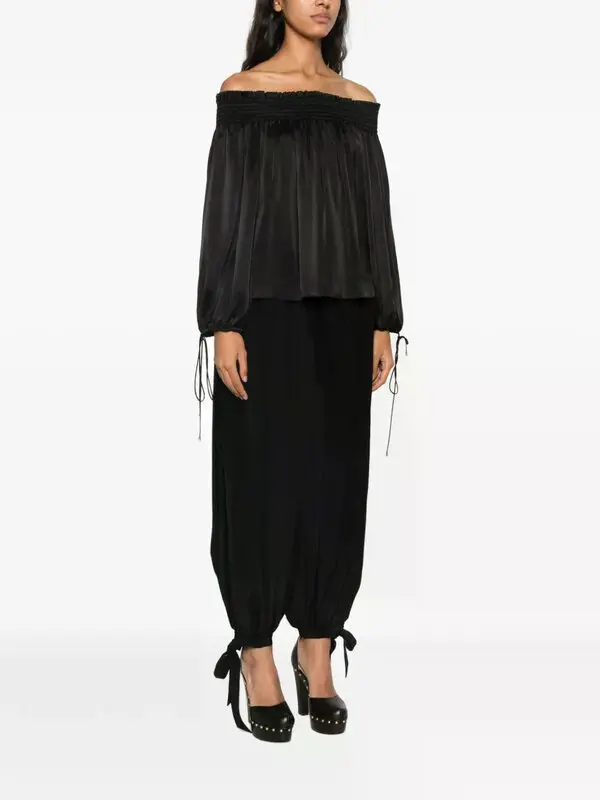 Chloé Off-the-shoulder Blouse With Smocked Detailing - Black