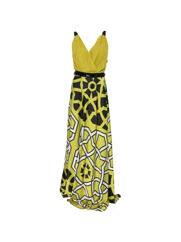 MAESTRI Geometric Pattern Bead-embellished Maxi Dress