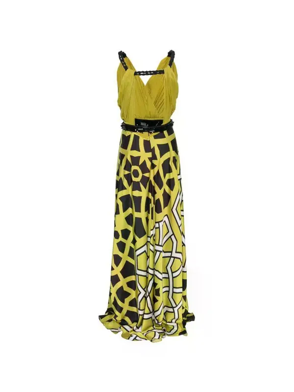 MAESTRI Geometric Pattern Bead-embellished Maxi Dress