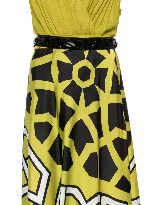 MAESTRI Geometric Pattern Bead-embellished Maxi Dress