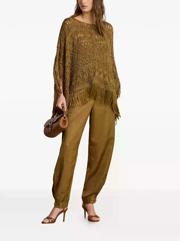 Ralph Lauren Fringe-trim Pointelle-knit Poncho