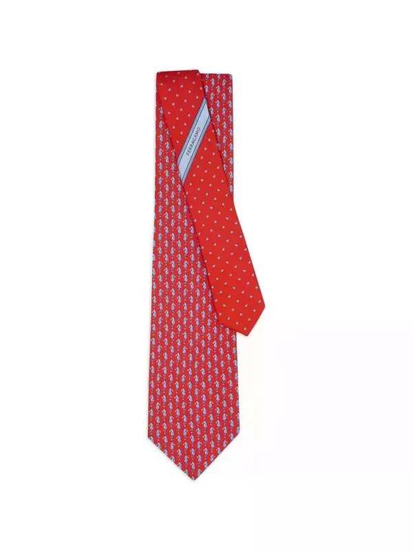FERRAGAMO Seahorse-print Silk Tie