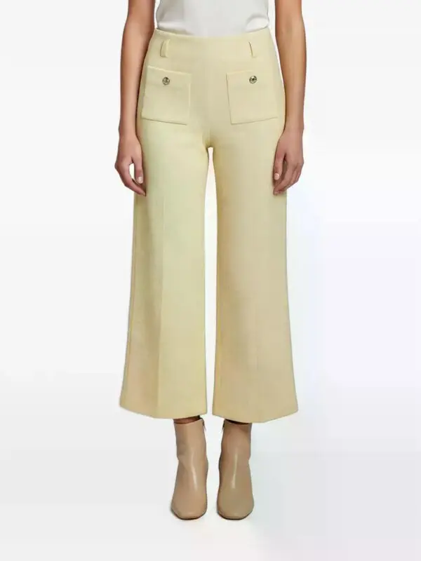 Maje Tweed Metallic Threading Wide Leg Trousers - Yellow