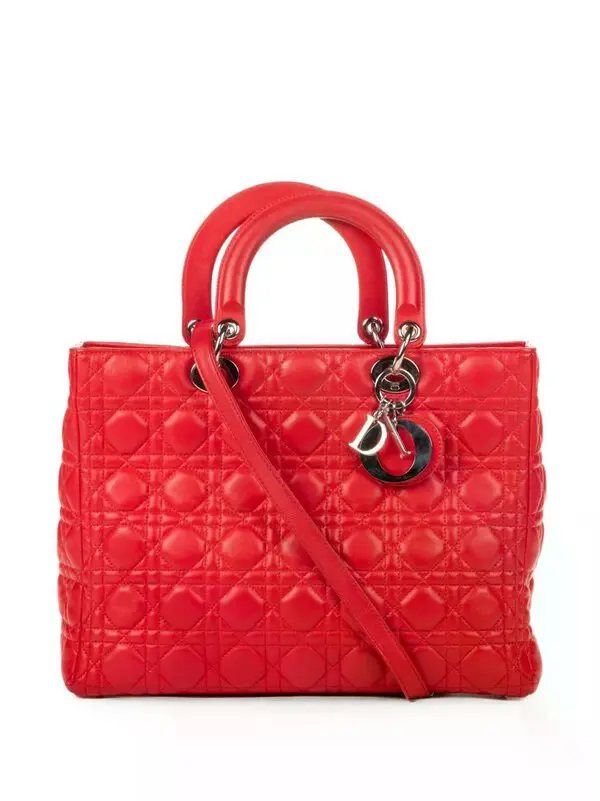Dior Lady Large Cannage Handbag - Red