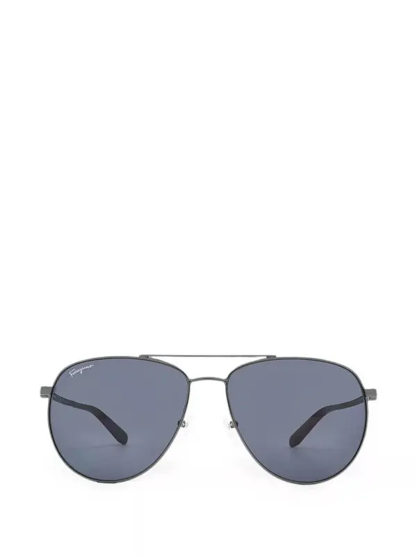FERRAGAMO Double-bridge Pilot-frame Sunglasses - Grey