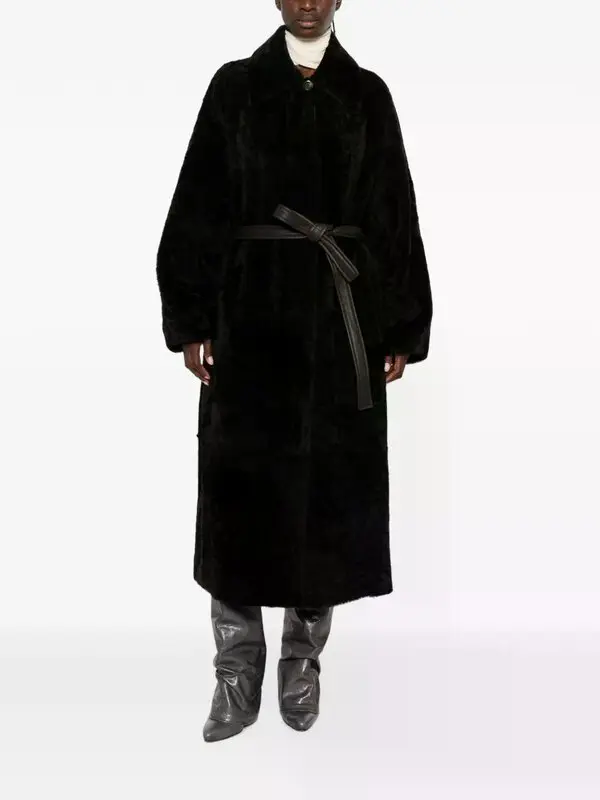 BLANCHA Belted Shearling Coat