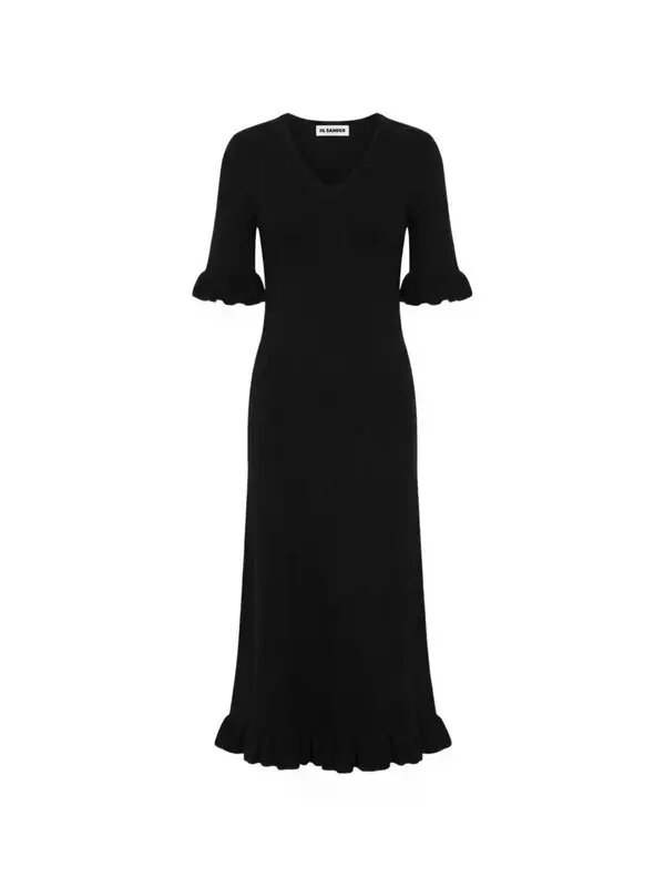 JIL SANDER Ruffle-trim V-neck Maxi Dress