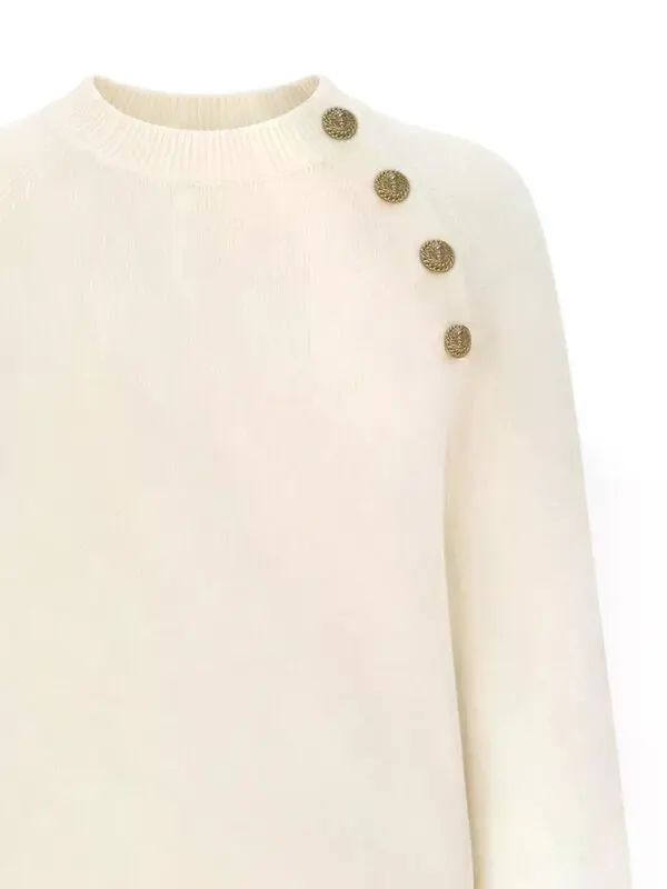 Balmain Button-embellished Raglan-sleeve Sweater - Neutrals