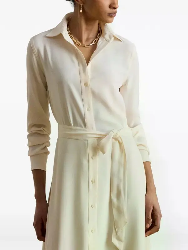 Ralph Lauren Belted Double-faced Georgette Midi Shirt Dress