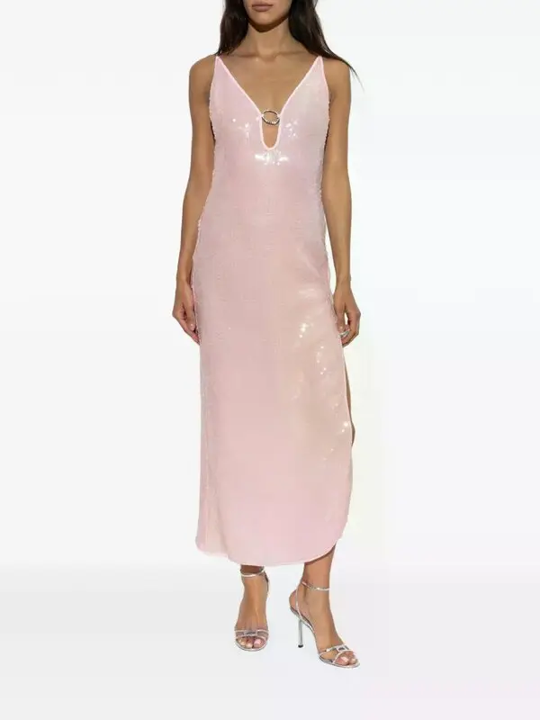 Oseree Sequin Embellished Ring Detail Maxi Dress