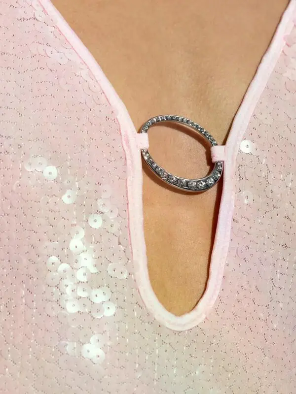 Oseree Sequin Embellished Ring Detail Maxi Dress