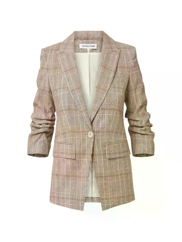 Veronica Beard Clayton Single-breasted Check-pattern Cotton Blazer