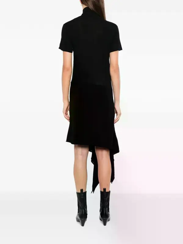 Yohji Yamamoto Cotton High-neck Dress With Asymmetric Hem