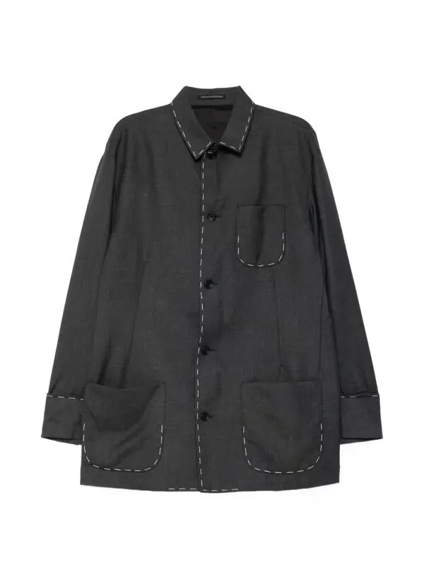 Yohji Yamamoto Contrast-stitch Patch-pocket Jacket