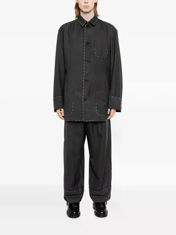 Yohji Yamamoto Contrast-stitch Patch-pocket Jacket