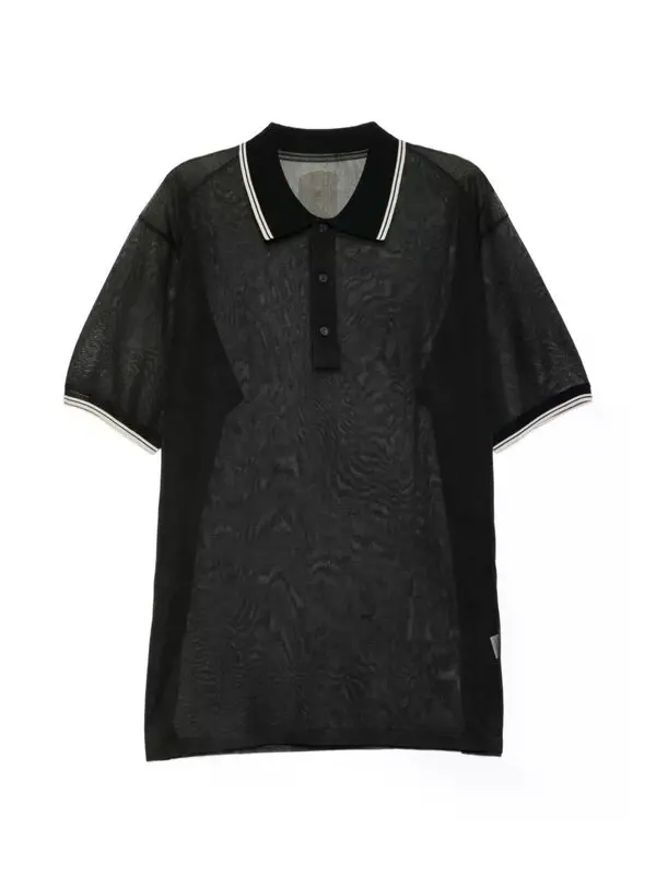 Yohji Yamamoto Mesh Panelling Polo Shirt - Black
