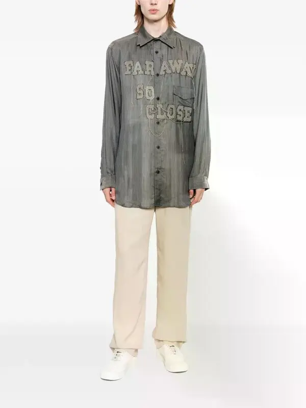 Yohji Yamamoto Patch-detail Pinstripe-print Shirt