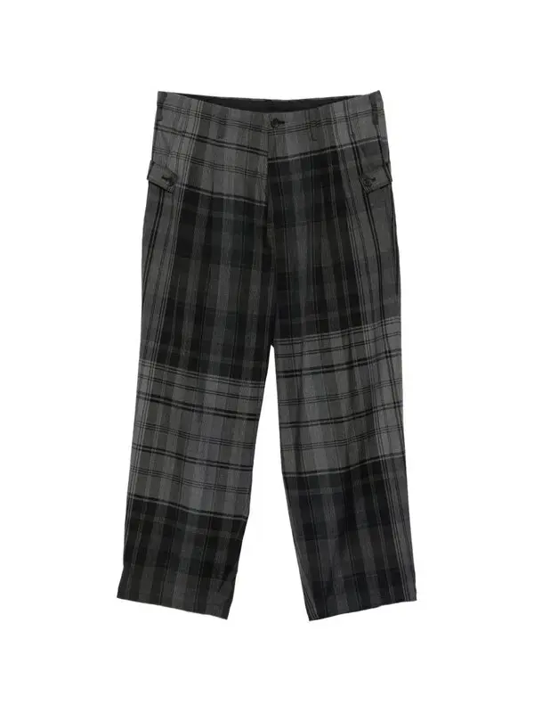 Yohji Yamamoto Plaid Tab-detail Trousers