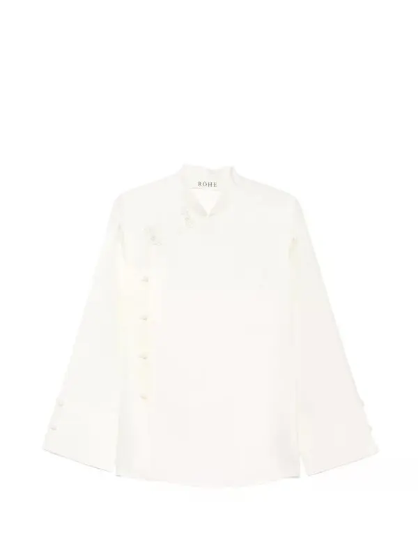 RÓHE Cream Satin Frog Fastening Blouse