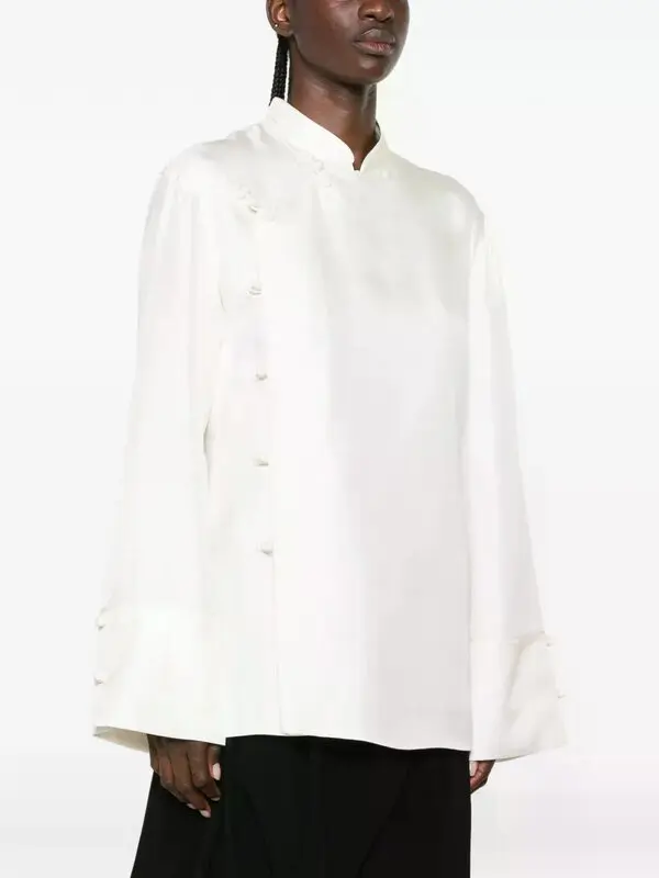 RÓHE Cream Satin Frog Fastening Blouse