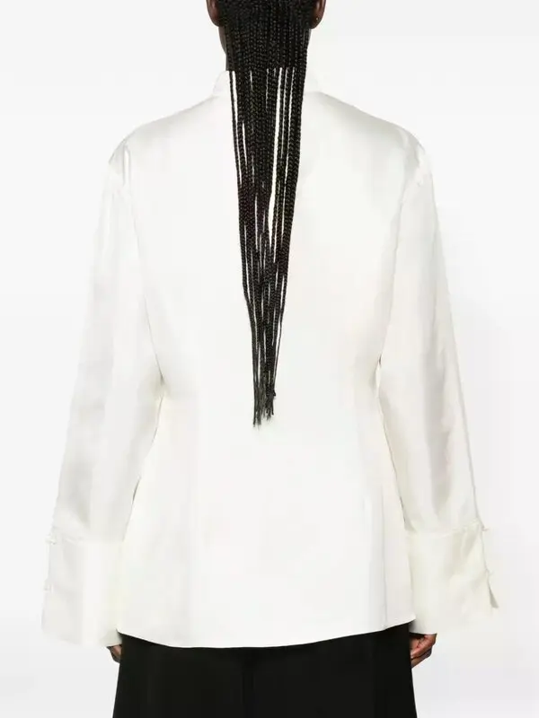 RÓHE Cream Satin Frog Fastening Blouse