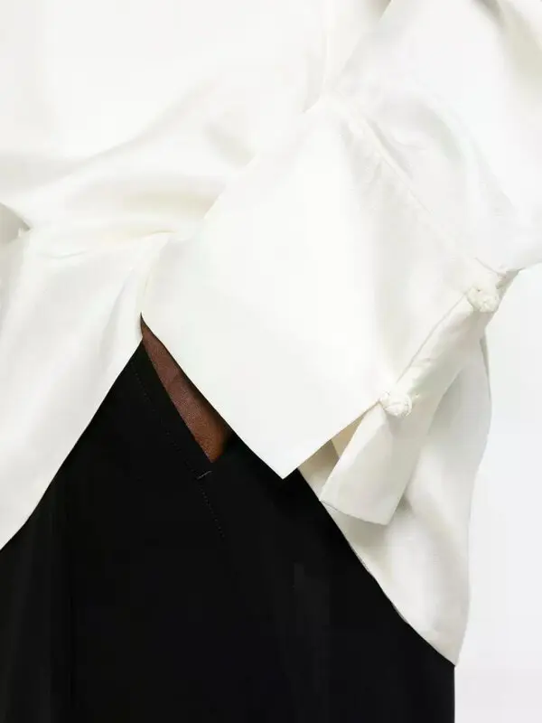 RÓHE Cream Satin Frog Fastening Blouse
