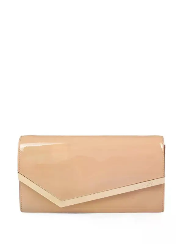 JIMMY CHOO Emmie Patent-leather Clutch Bag - Neutrals