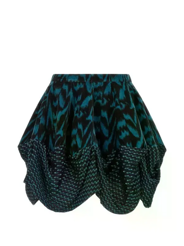 KIKO KOSTADINOV Mini Evelyn Animal Print Velvet Skirt - Black