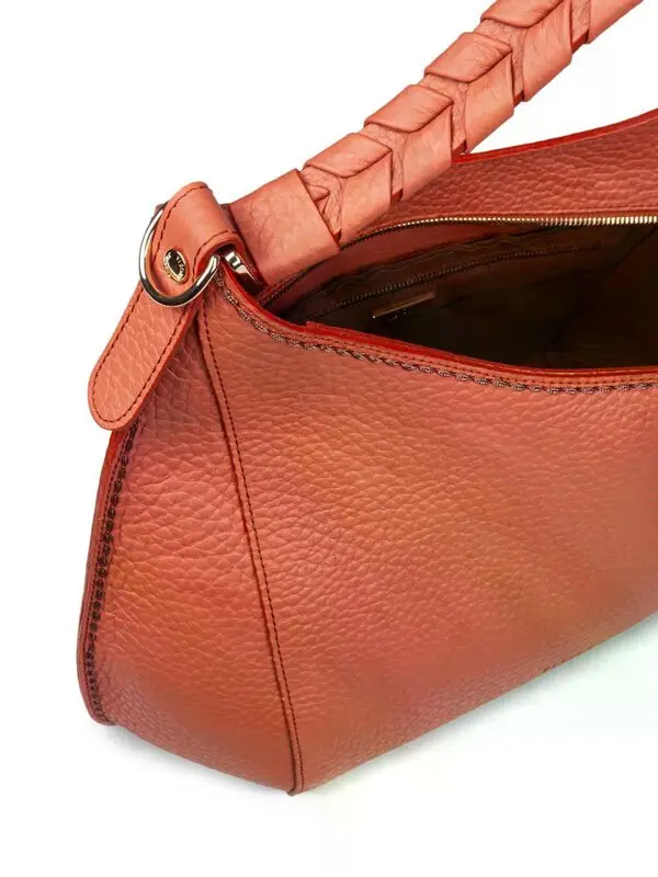 VISONA` Visona Mia Braided-handle Leather Shoulder Bag - Orange