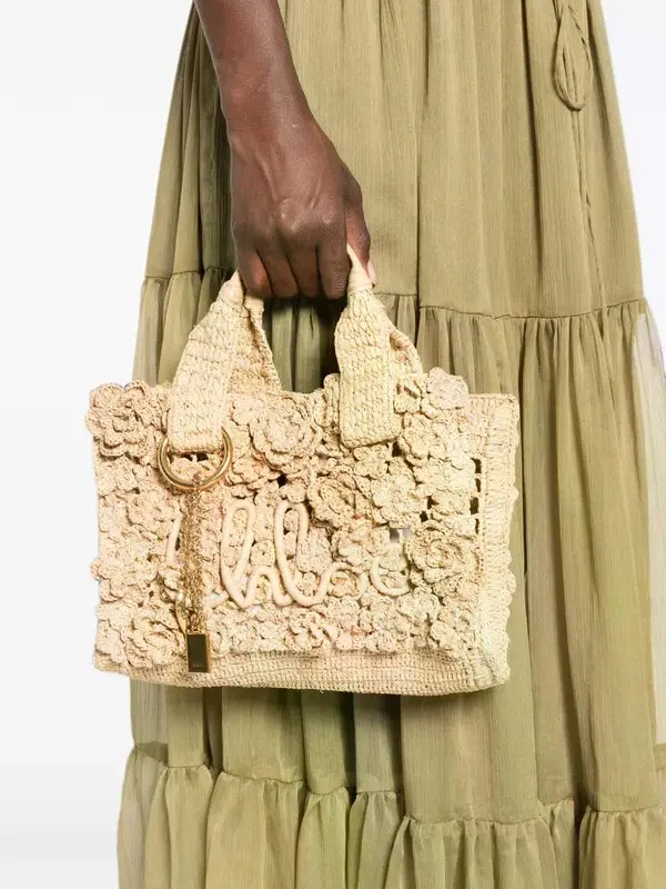 Chloé Raffia Floral-crochet Tote Bag - Neutrals