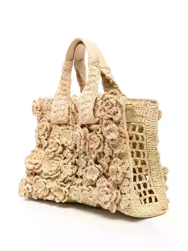 Chloé Raffia Floral-crochet Tote Bag - Neutrals