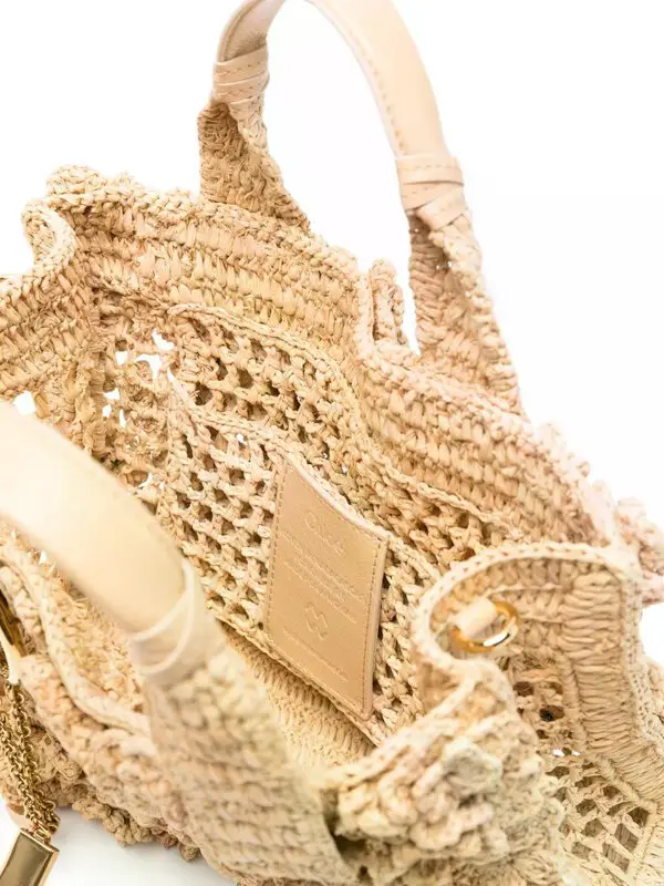 Chloé Raffia Floral-crochet Tote Bag - Neutrals
