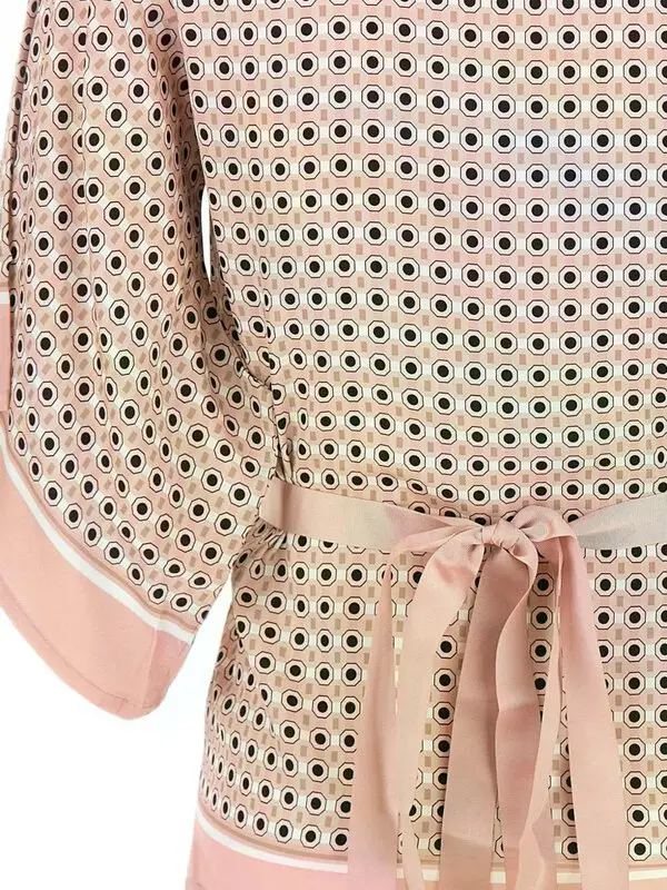 KANGRA Micro-print Wrap-style Blouse