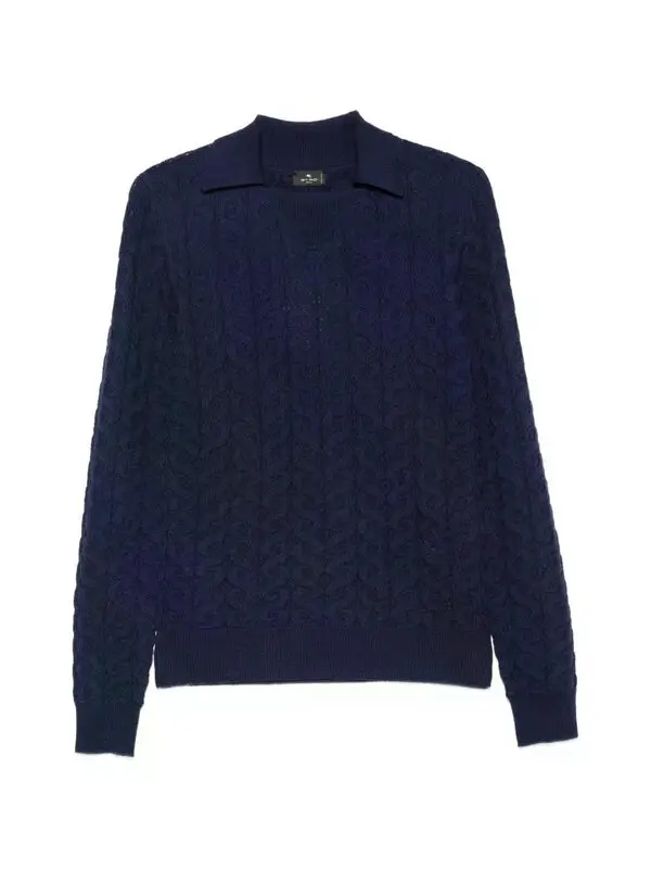 Etro Polo Collar Cable-knit Sweater