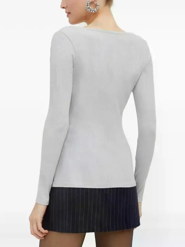 Guess Ribbed-knit Crystal-embellished Long-sleeve Top