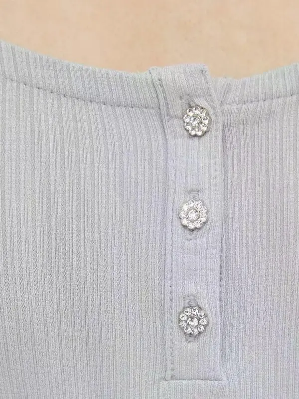 Guess Ribbed-knit Crystal-embellished Long-sleeve Top