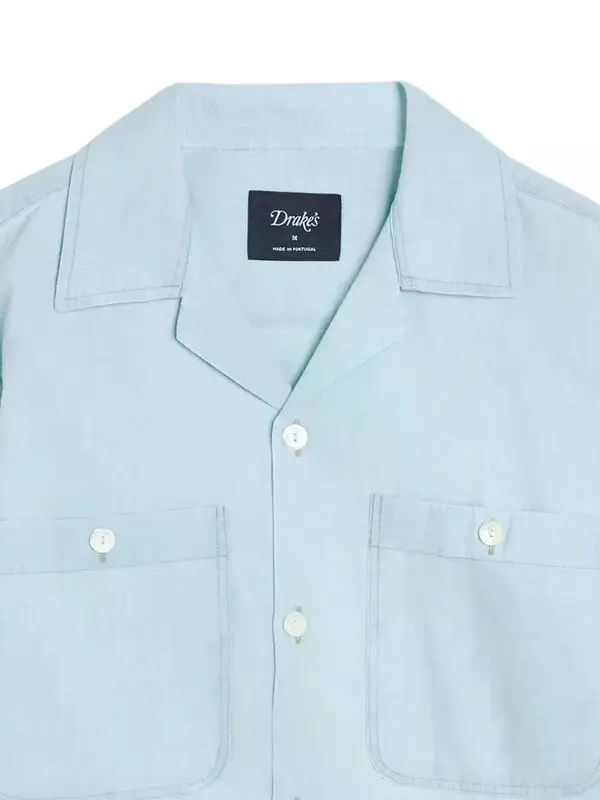 DRAKE'S Short-sleeve Camp-collar Cotton Shirt