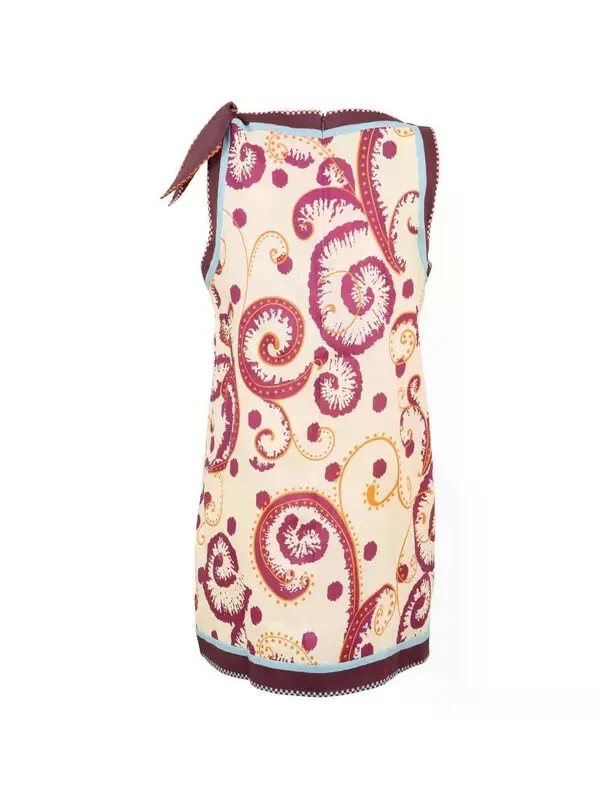 ALEMAIS Wilson Paisley-print Bow Detail Mini Dress - Neutrals