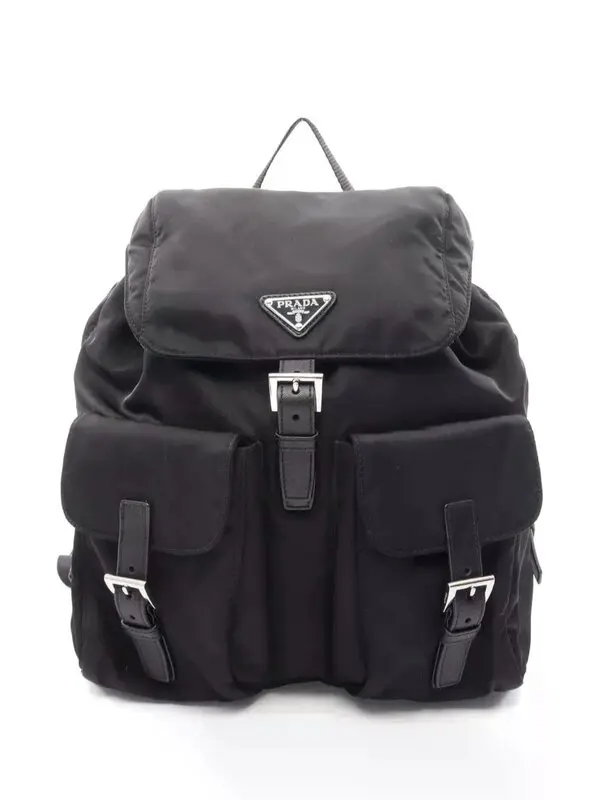 Prada Vela Buckle Backpack - Black