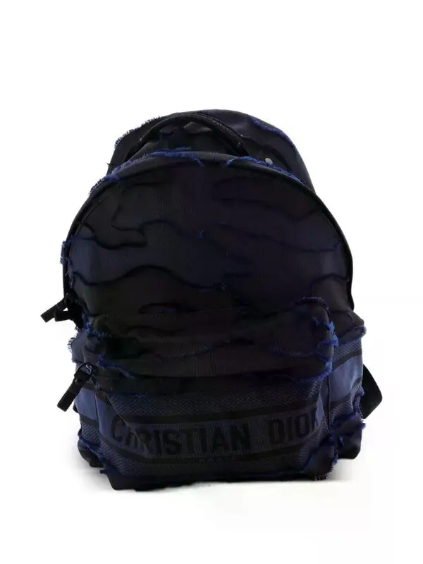Dior Travel Camouflage Embroidered Canvas Medium Backpack - Black