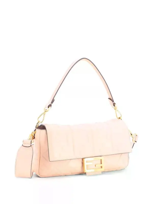 Fendi Zucca Embossed Leather Baguette Bag