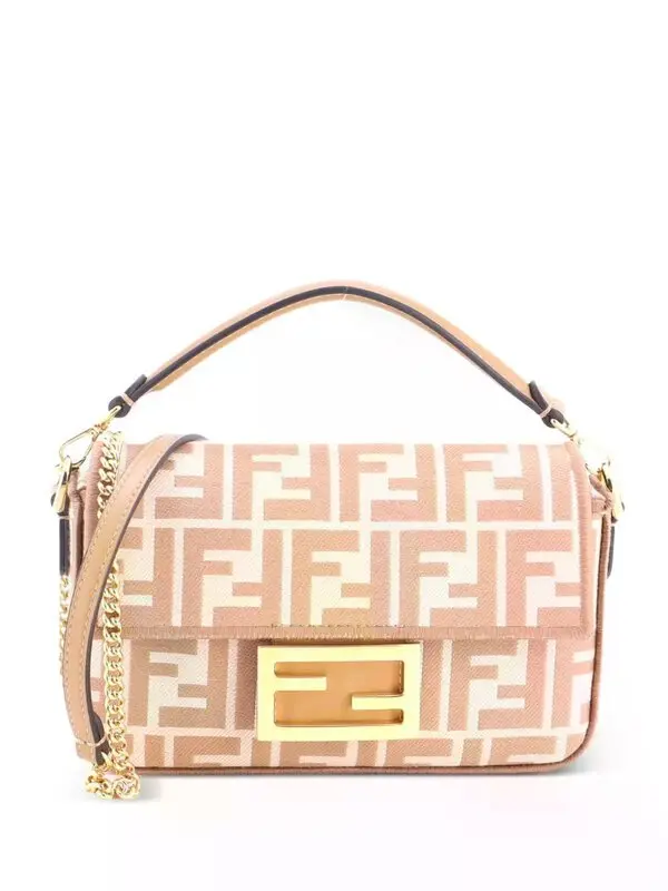 Fendi Zucca Canvas Mini Baguette Bag - Neutrals
