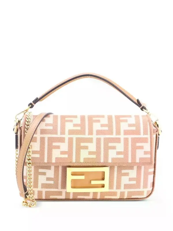 Fendi Zucca Canvas Mini Baguette Bag - Neutrals