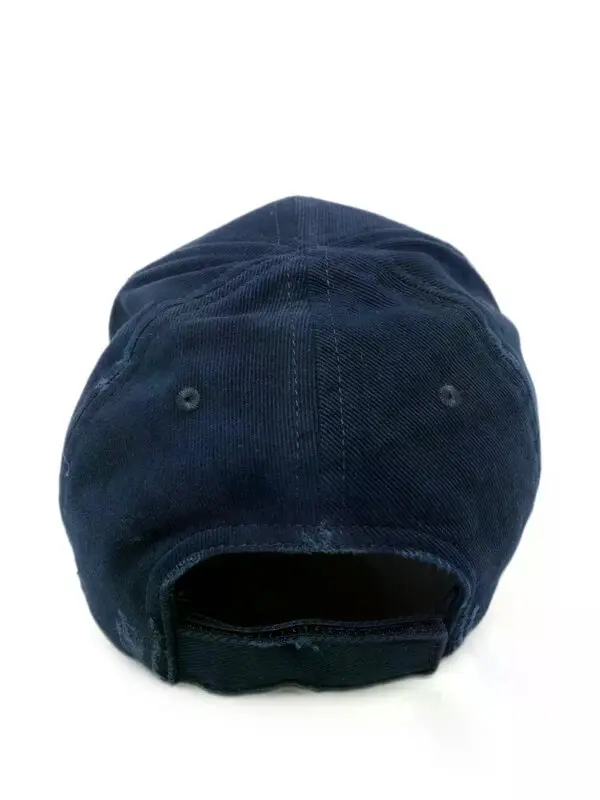Balenciaga Distressed Logo-patch Baseball Cap - Blue