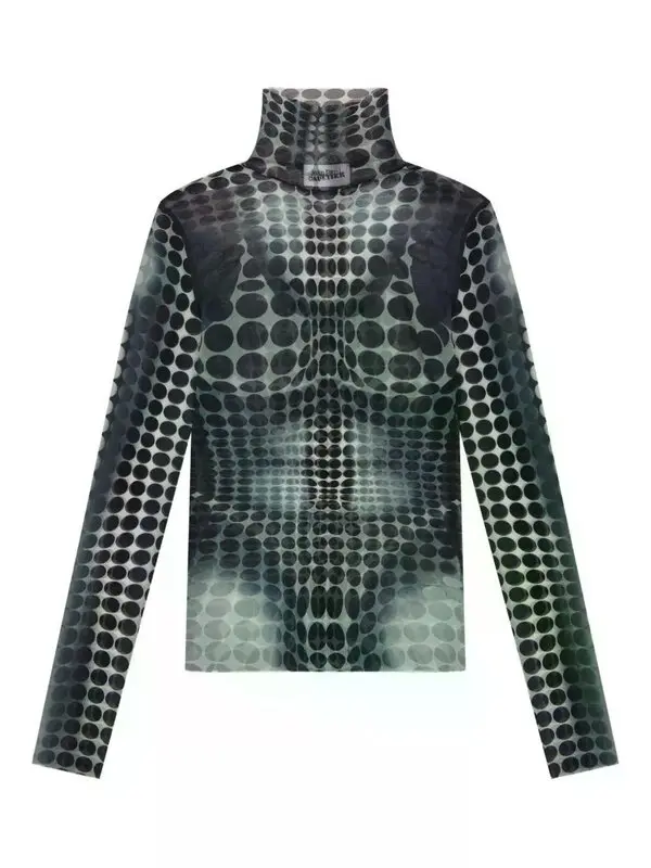JEAN PAUL GAULTIER Long-sleeve High-neck Top - Grey